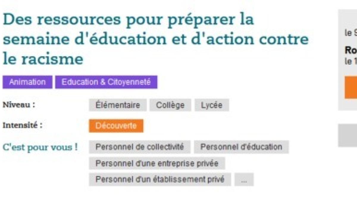 Des ressources pour préparer la semaine d'éducation et d'action contre ...